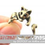 Lazy Kitty Cat Animal Pet Wrap Around Hug Ring In Brass Sizes 4 To 9 on ...