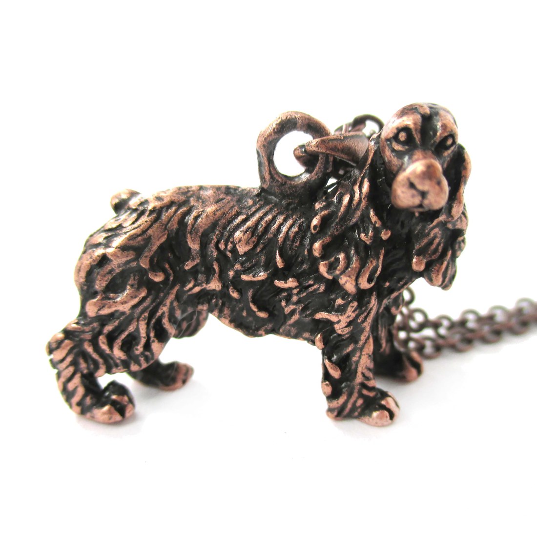 3d Detailed Cocker Spaniel Dog Lover Animal Charm Necklace In Copper ...