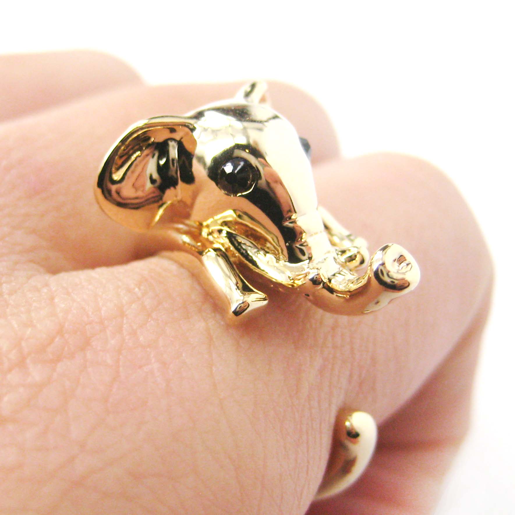 Elephant Shaped Animal Wrap Around Ring In Shiny Gold - Sizes 7 To 9 on ...