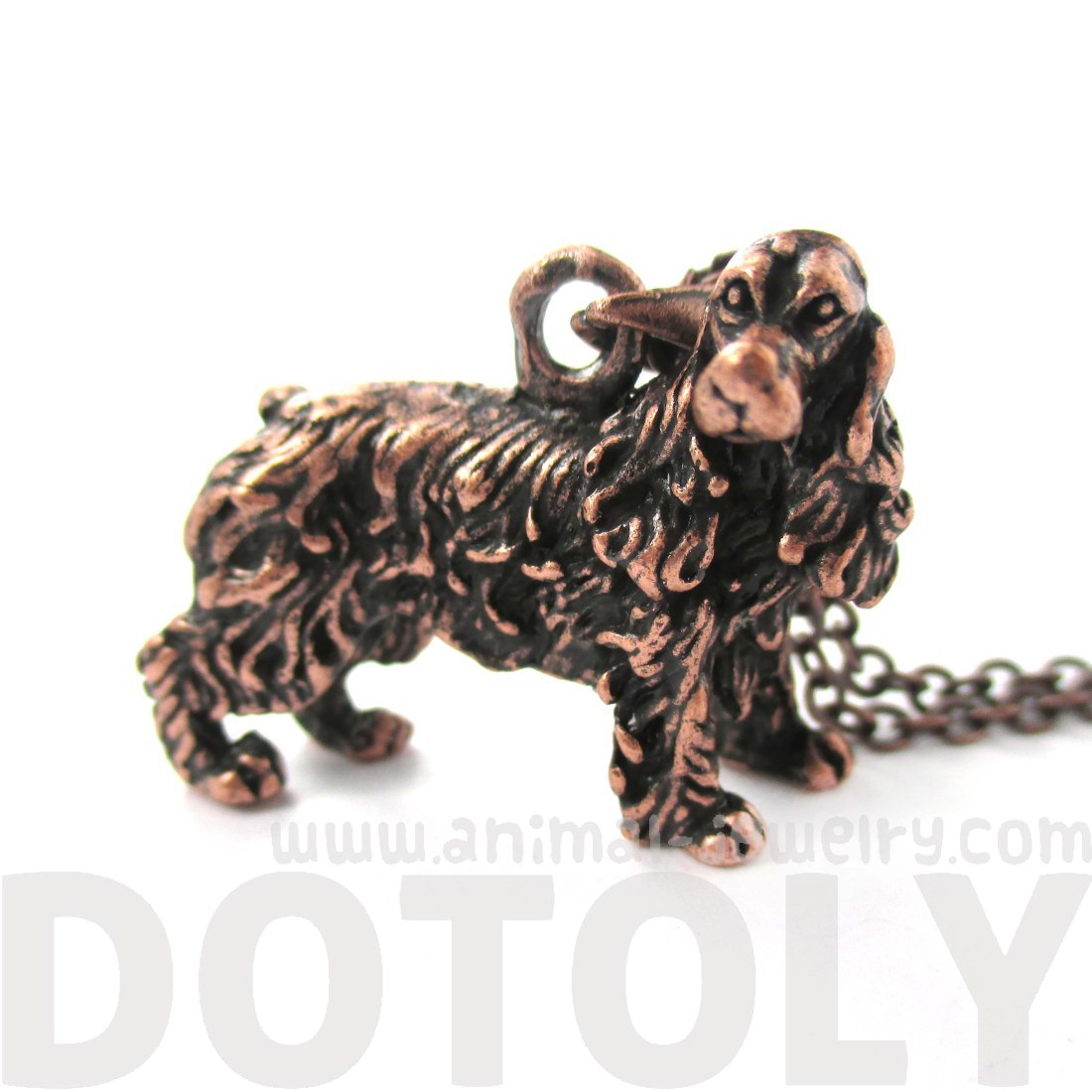 3d Detailed Cocker Spaniel Dog Lover Animal Charm Necklace In Copper ...